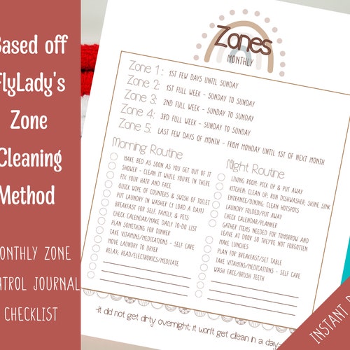 Printable Cleaning Checklist Fly Lady Control Journal Zone - Etsy