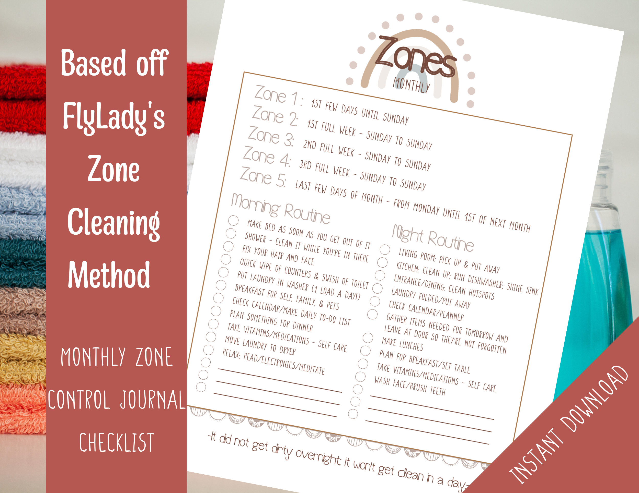 Printable Cleaning Checklist, Fly Lady Control Journal, Zone Journal ...