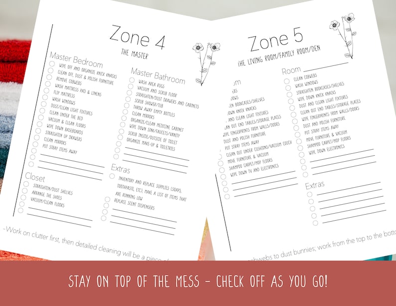 Printable Cleaning Checklist, Fly Lady Control Journal, Zone Journal ...