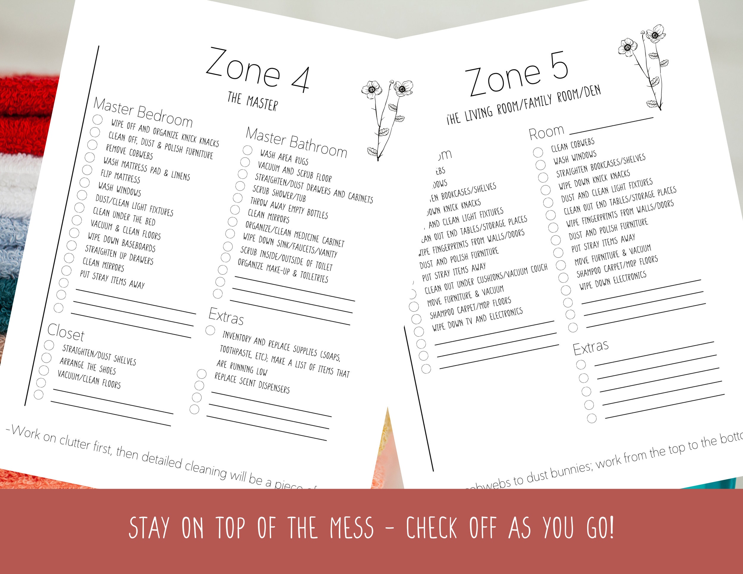 Printable Cleaning Checklist, Fly Lady Control Journal, Zone Journal ...