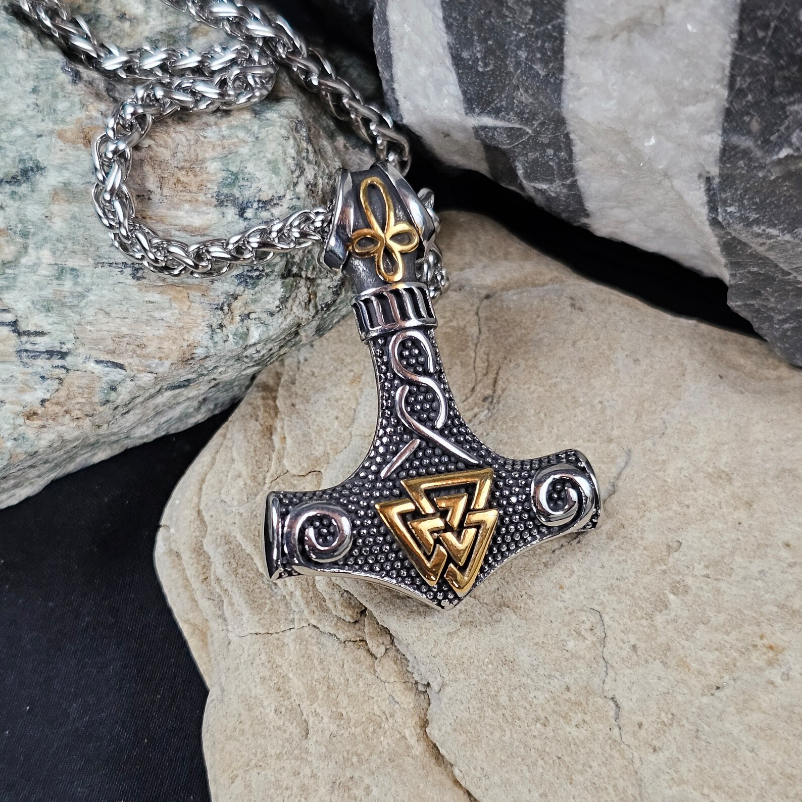 Mjolnir With Celtic Cross and Valknut Necklace - Etsy
