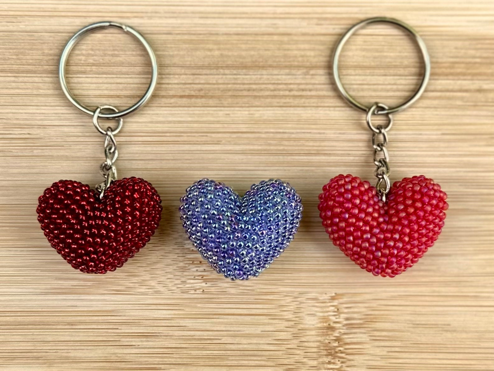 Bead Crochet SMALL Heart Keychain With Different Color Options - Etsy