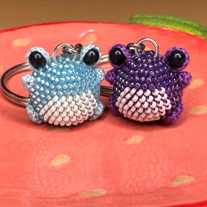 Bead Crochet Mini Frog Keychain With Different Color Options - Etsy