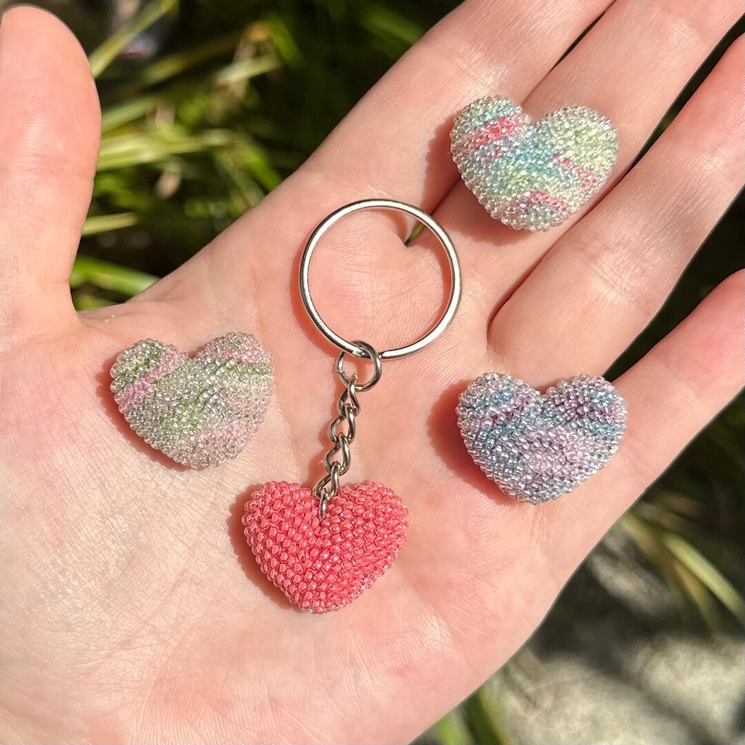 Bead Crochet X-SMALL Heart Keychain With Different Color Options - Etsy