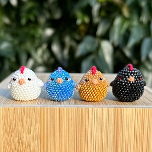 Bead Crochet Mini Chicken Keychain With Different Color Options - Etsy