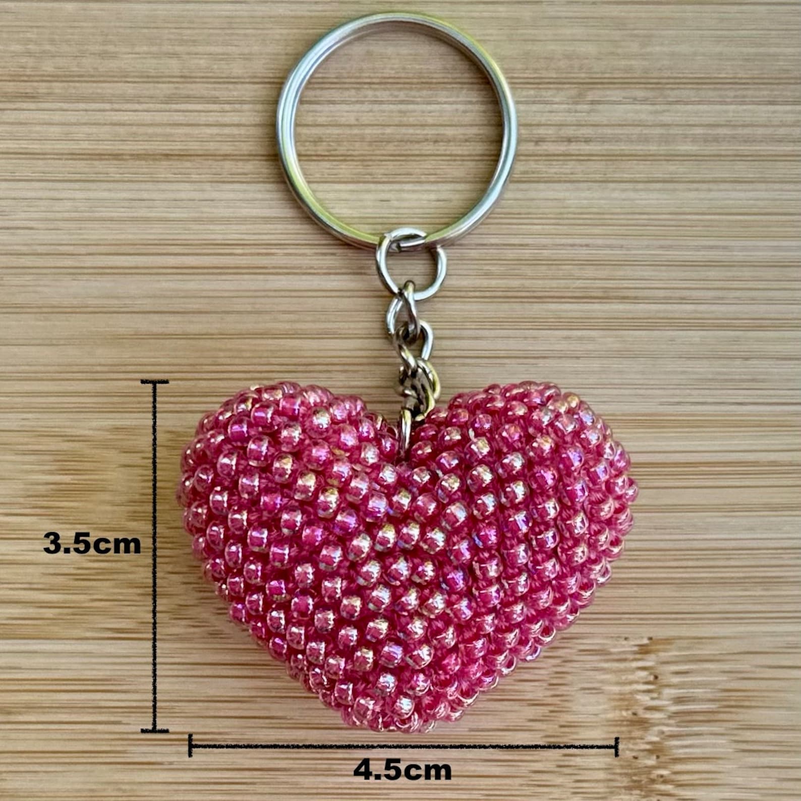 Bead Crochet MEDIUM Heart Keychain With Different Color Options - Etsy