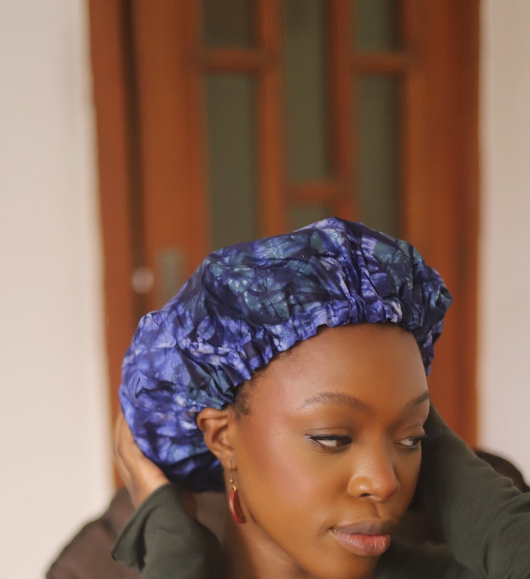 Adire (tie and Dye) African Print Satin-lined Reversible Hair Bonnet ...