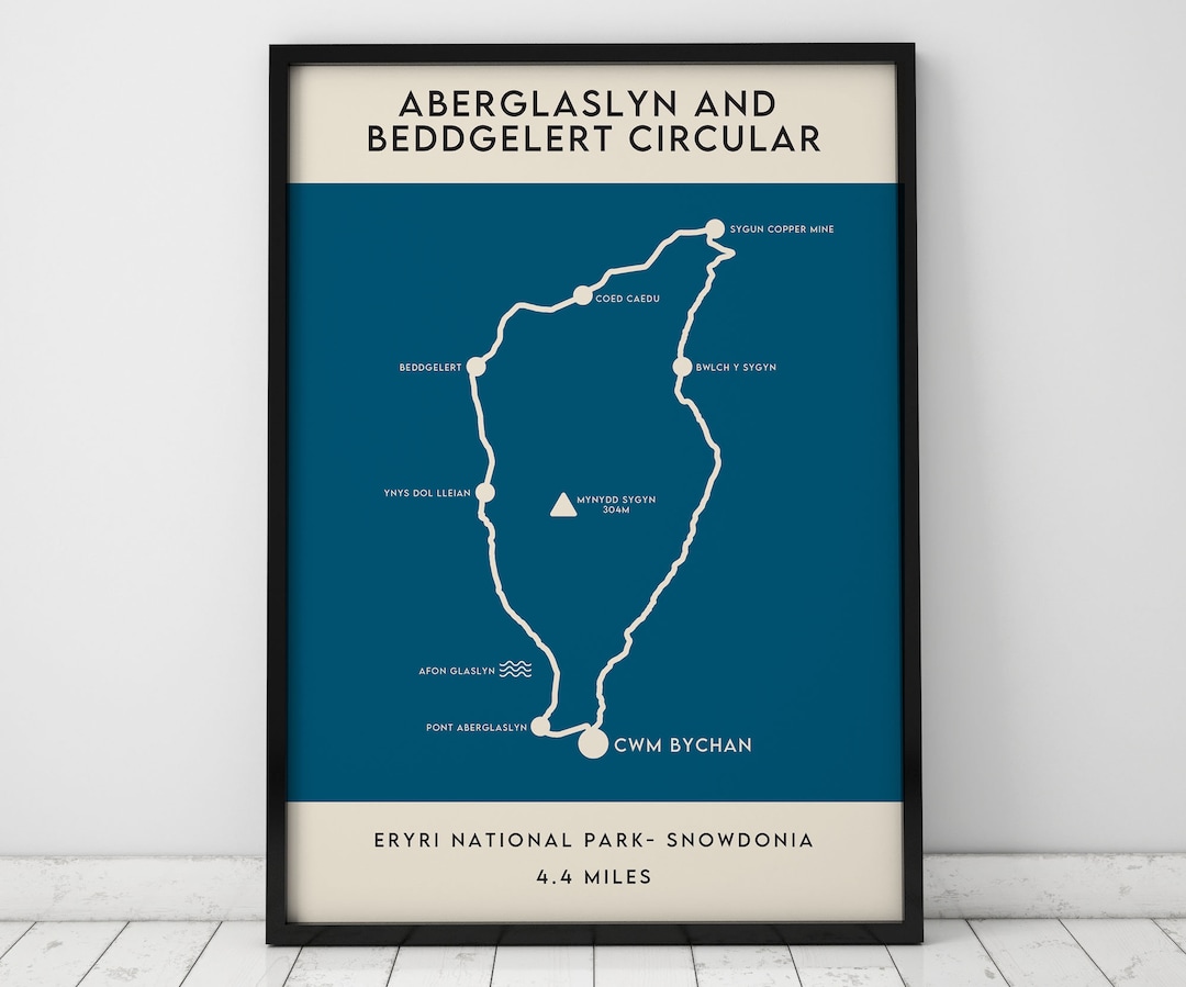 Aberglaslyn and Beddgelert Trail Map Personalised Line Art - Etsy