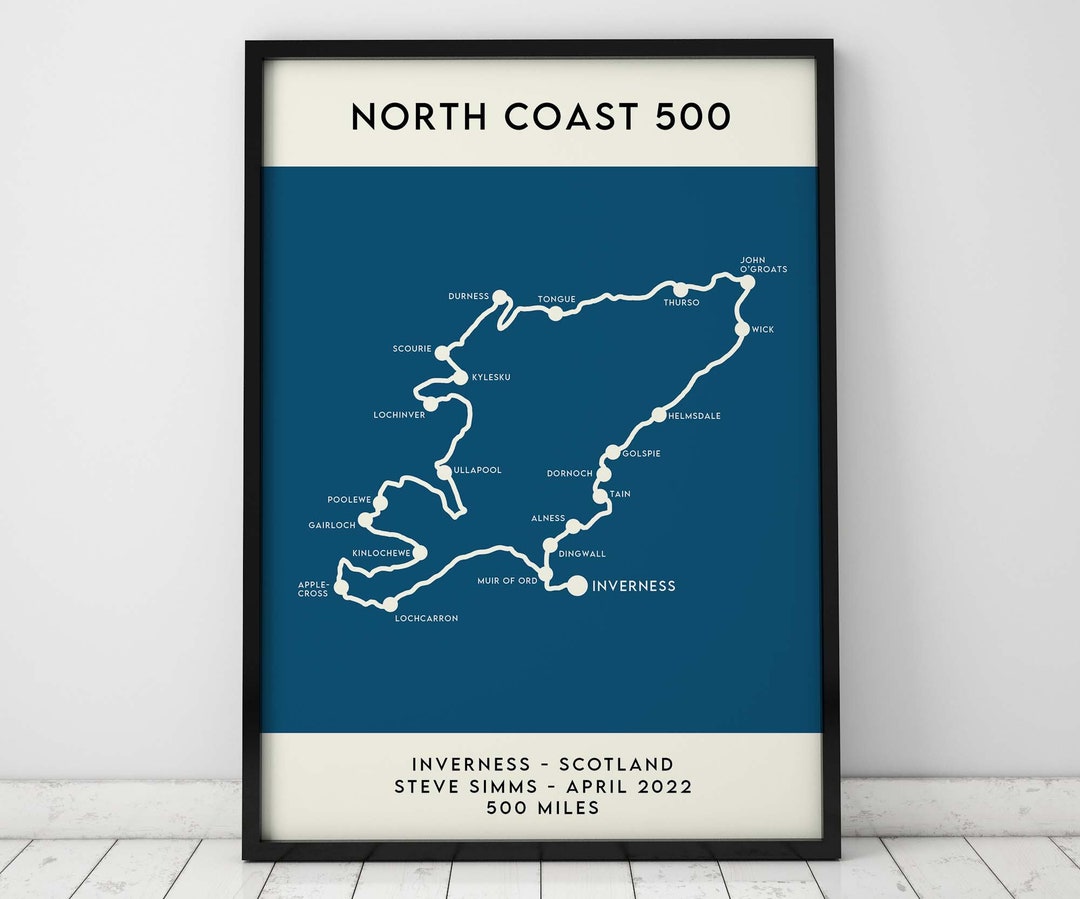 NC500 Route Map Custom Hiking Map Personalised Line Art - Etsy