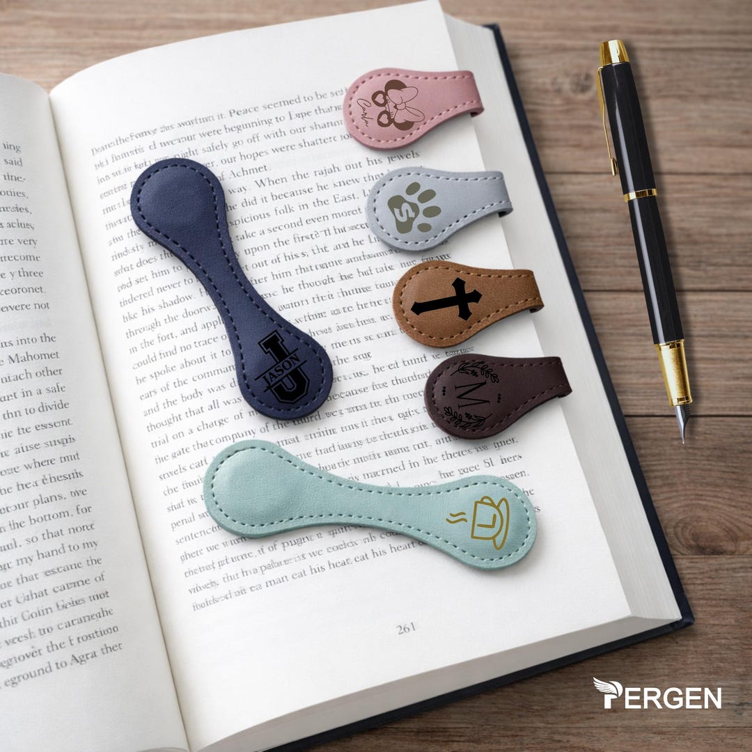 Custom Leather Magnetic Bookmark, Personalized Name Bookmark, Engraved ...
