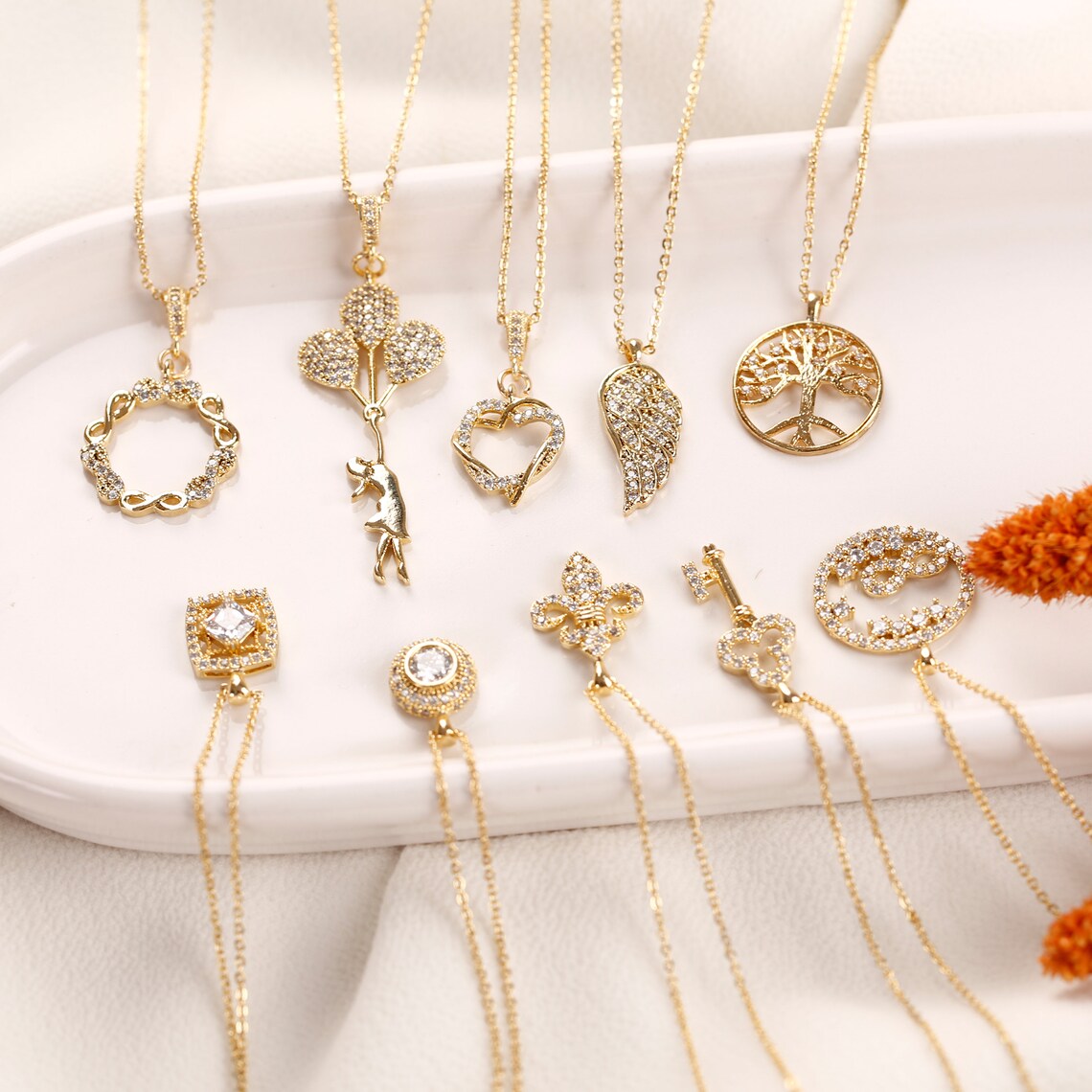 14k Gold Plated Diamond Key Necklace,diamond Accent Jewelry,fashion Key ...