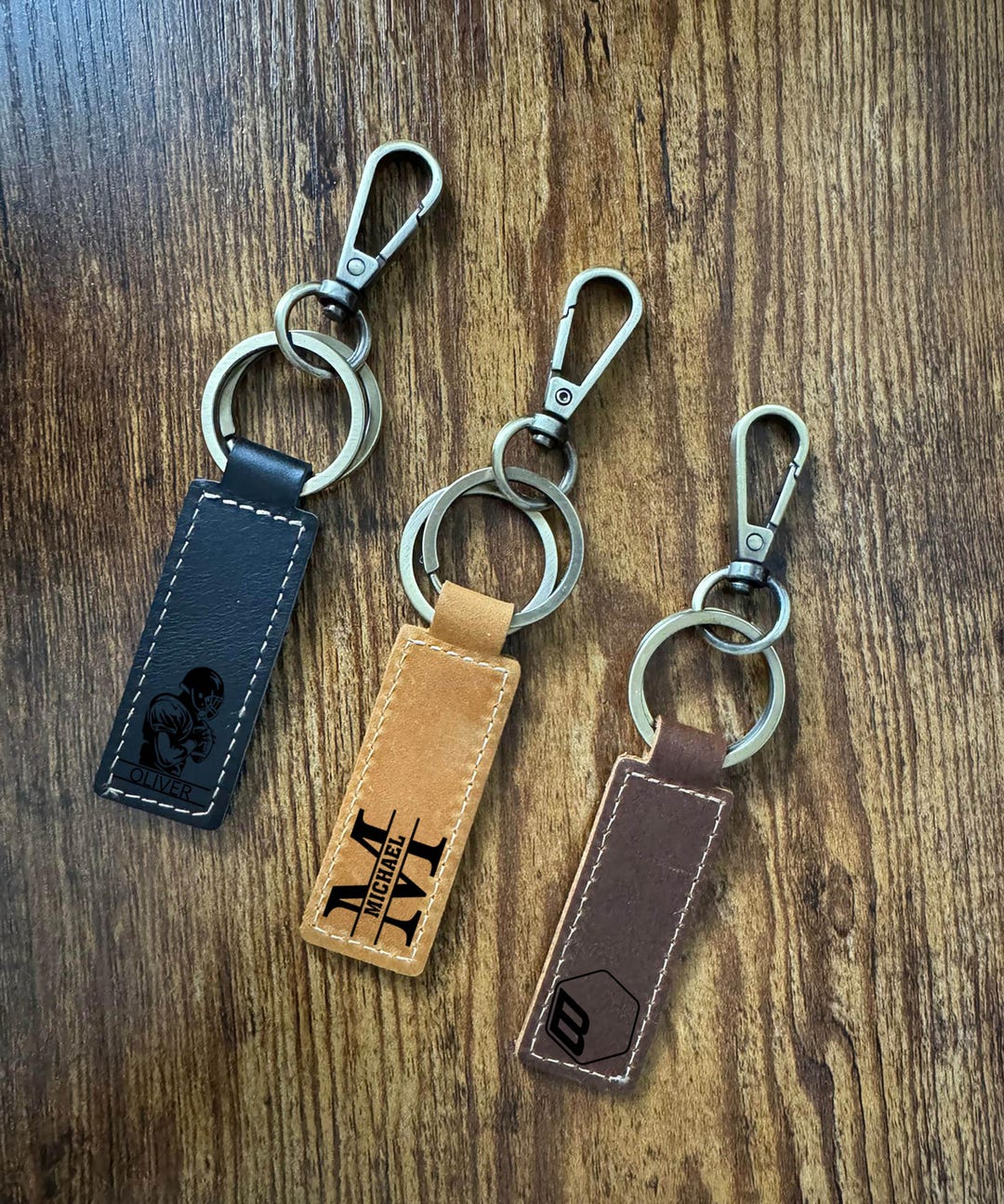 Engraved Leather Keychain for Men,personalized GPS Keychain,leather ...
