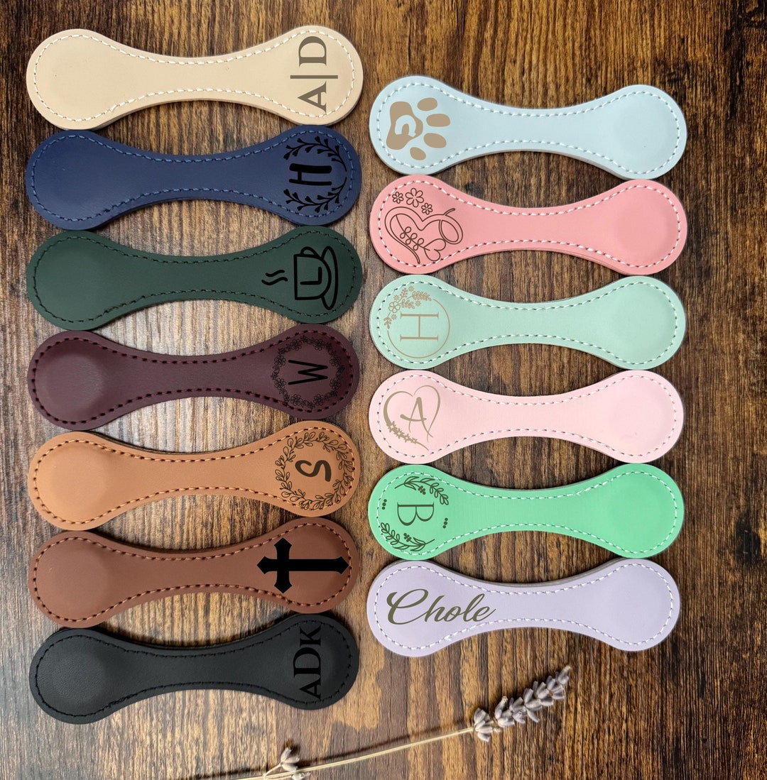 Leather Magnetic Bookmark, Personalized Leather Bookmark, Custom ...