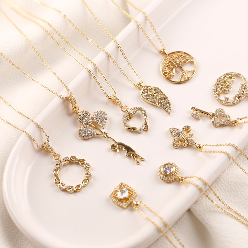 14k Gold Plated Diamond Key Necklace,diamond Accent Jewelry,fashion Key ...