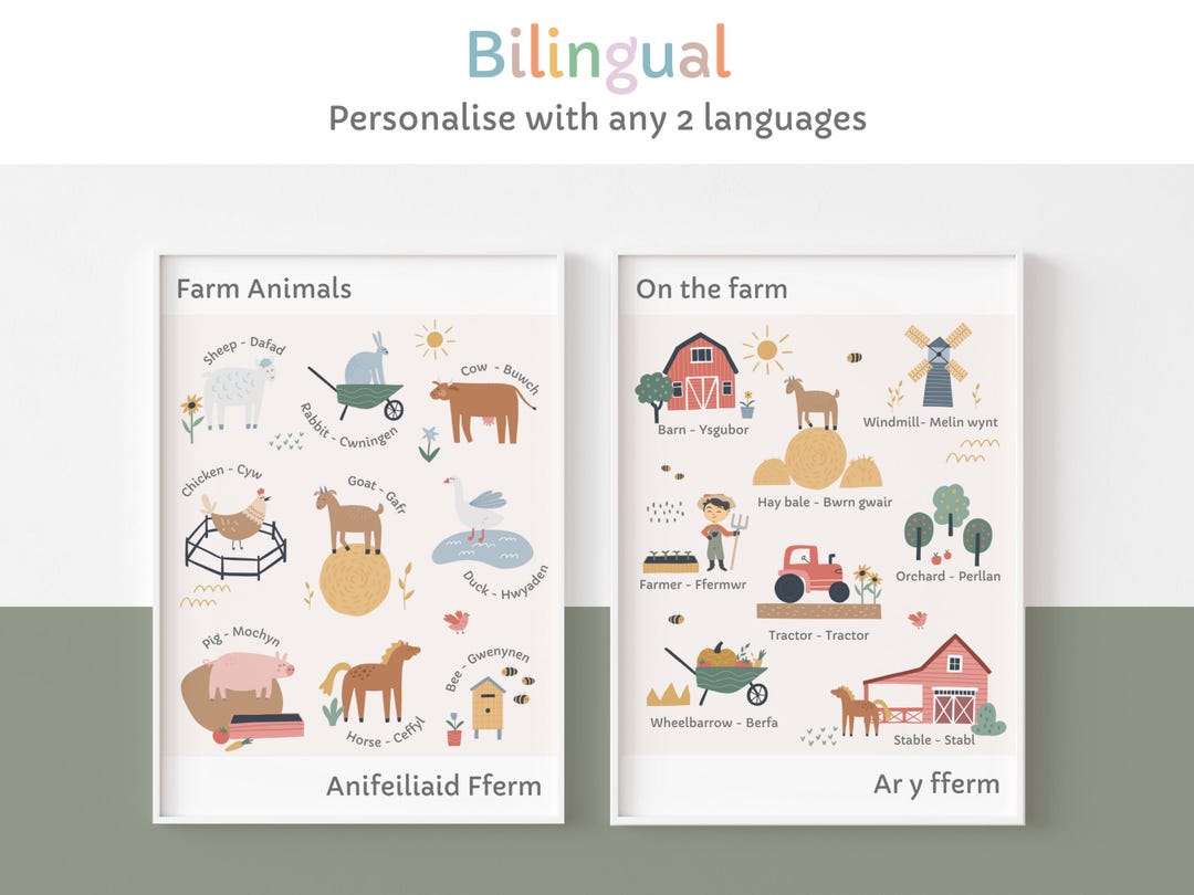Bilingual Farmyard Posters | Personalised Print | Bilingual Children ...