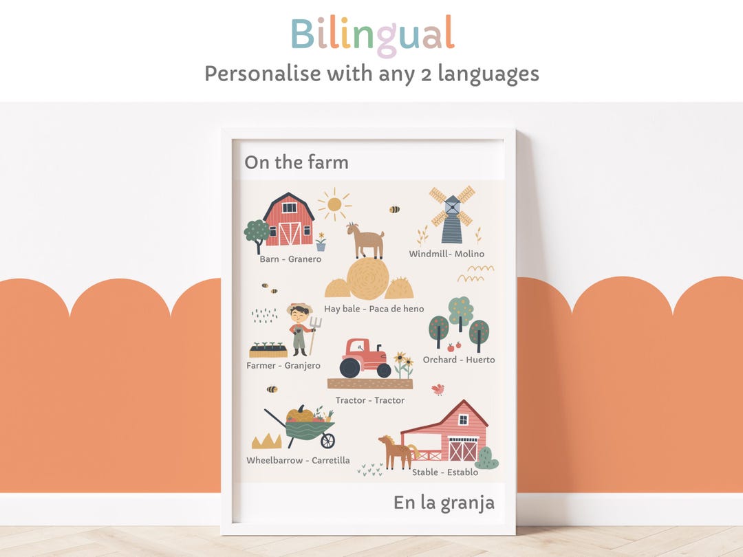 Bilingual 'on the Farm' Poster | PRINTABLE | Personalised Print ...