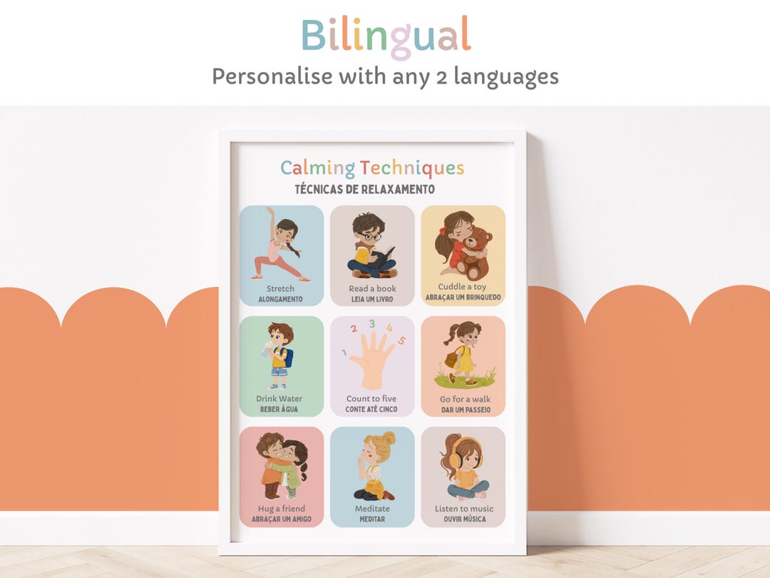 Bilingual Calming Techniques Poster for Kids | Mindfulness for Children ...