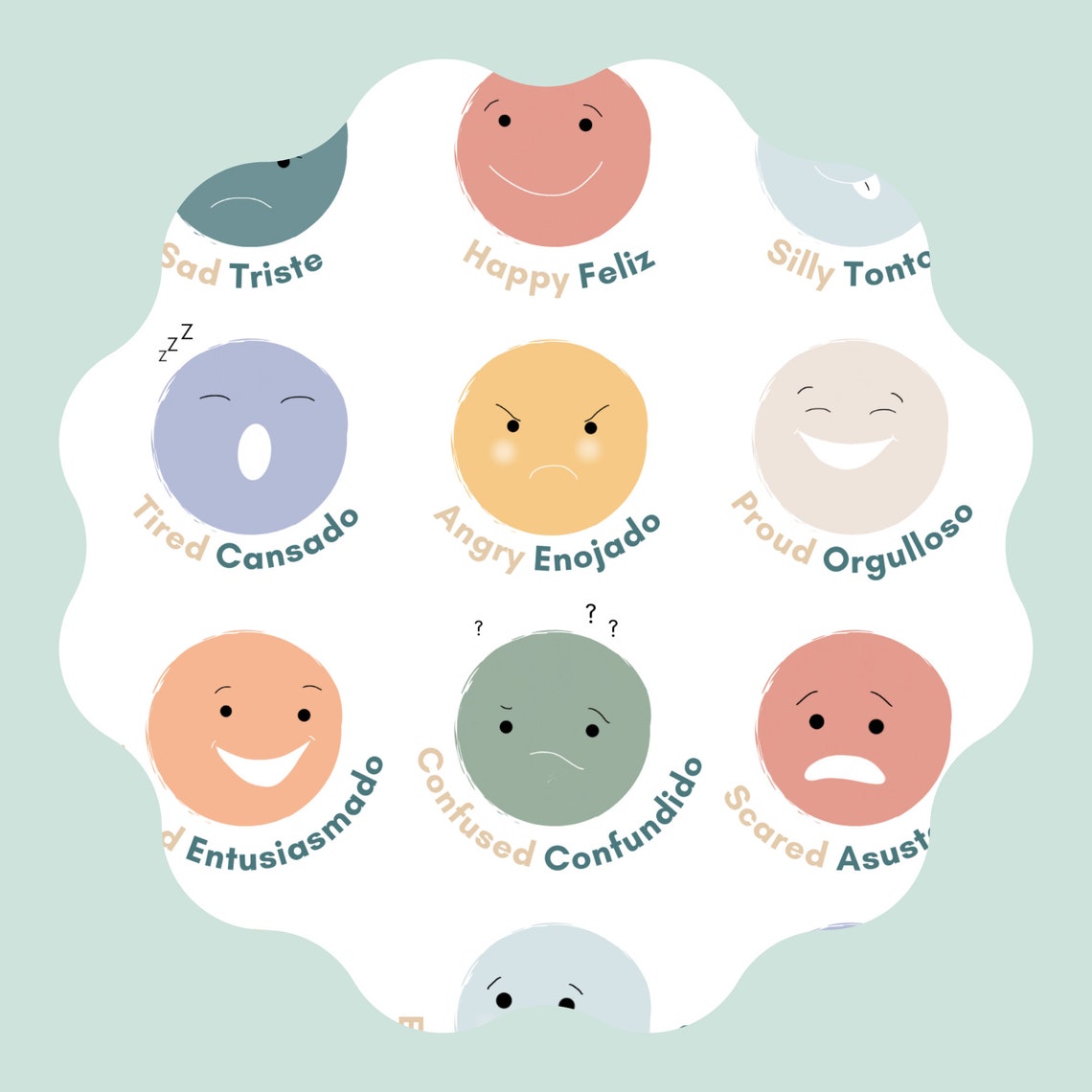 Bilingual Emotions Chart My Feelings Educational Print - Etsy