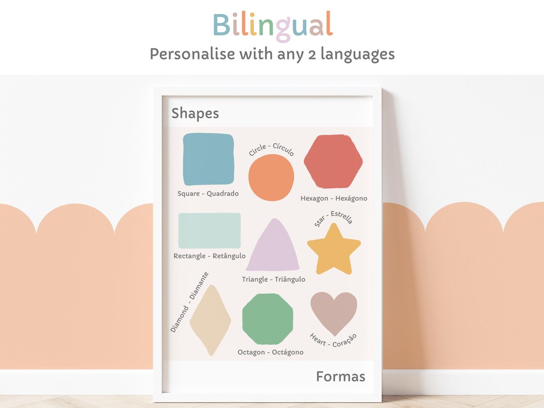 Bilingual Shapes Poster | PRINTABLE | Personalised Print | Bilingual ...