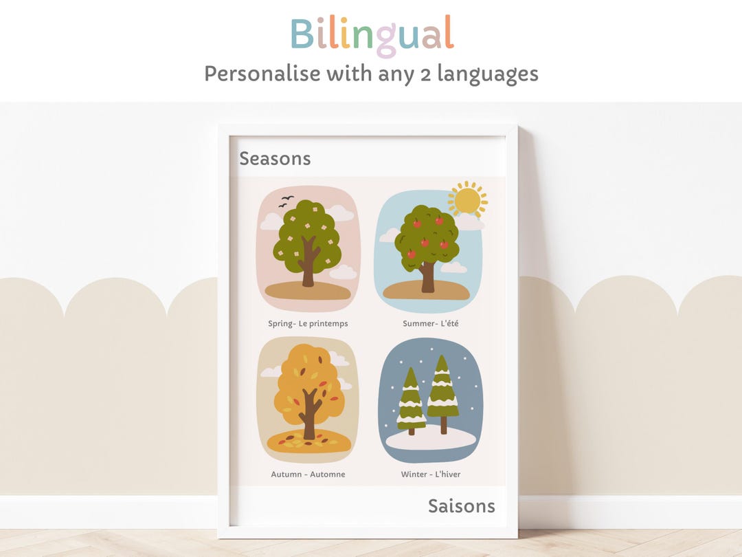 Bilingual 'four Seasons' Poster | Personalised Print | Bilingual ...