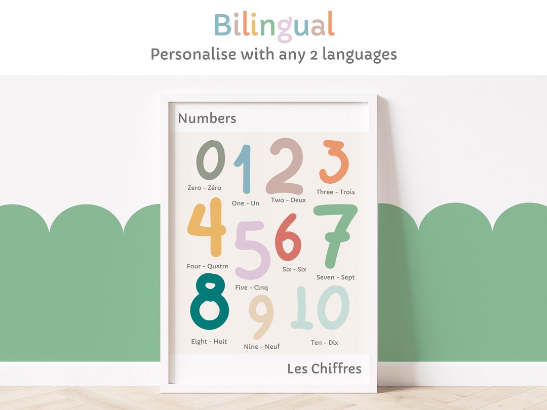 Bilingual Numbers Poster | Personalised Print | Bilingual Children ...