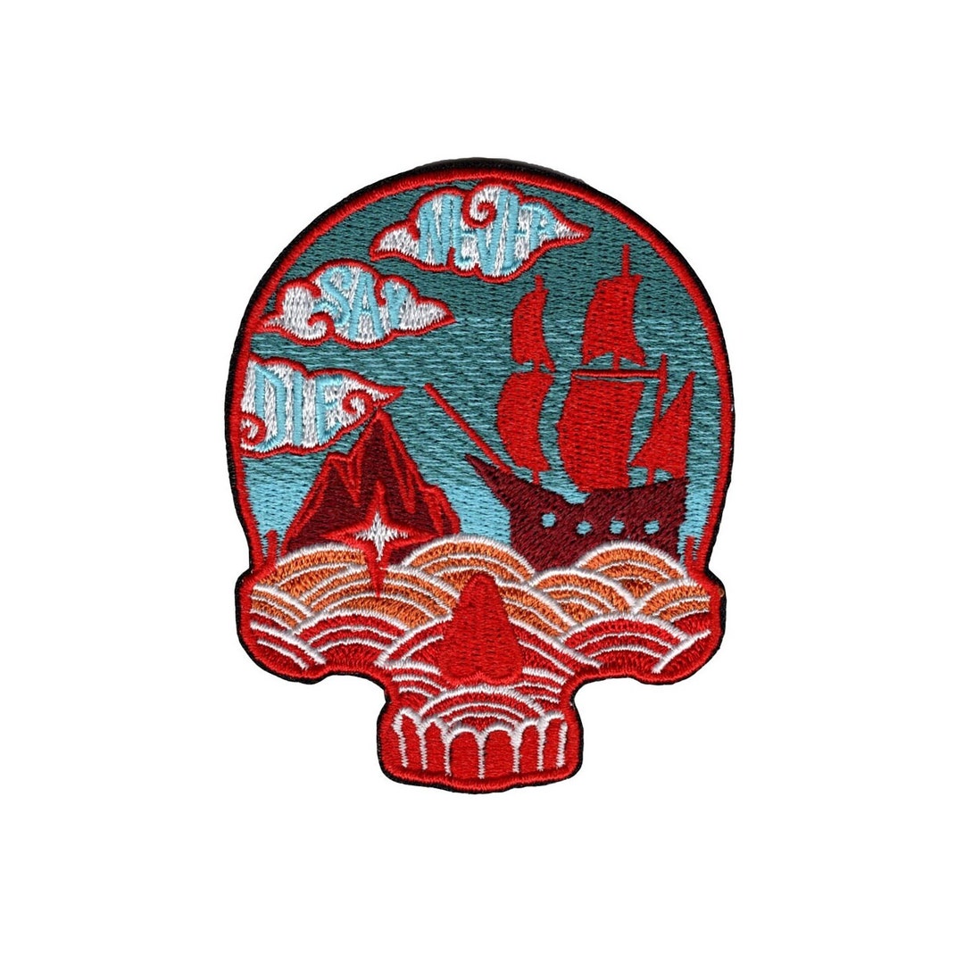 Skull Pirate Ship Ghost Ship Embroidered Iron on Sew on Applique Patch ...