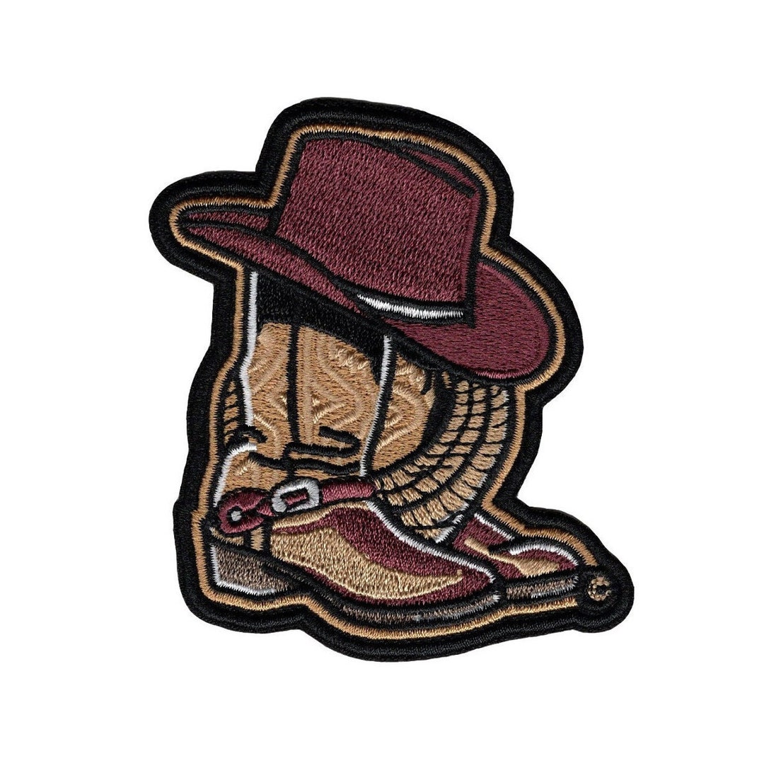 Cowboy Hat Boots Western Lasso Rodeo Embroidered Iron on Sew on ...