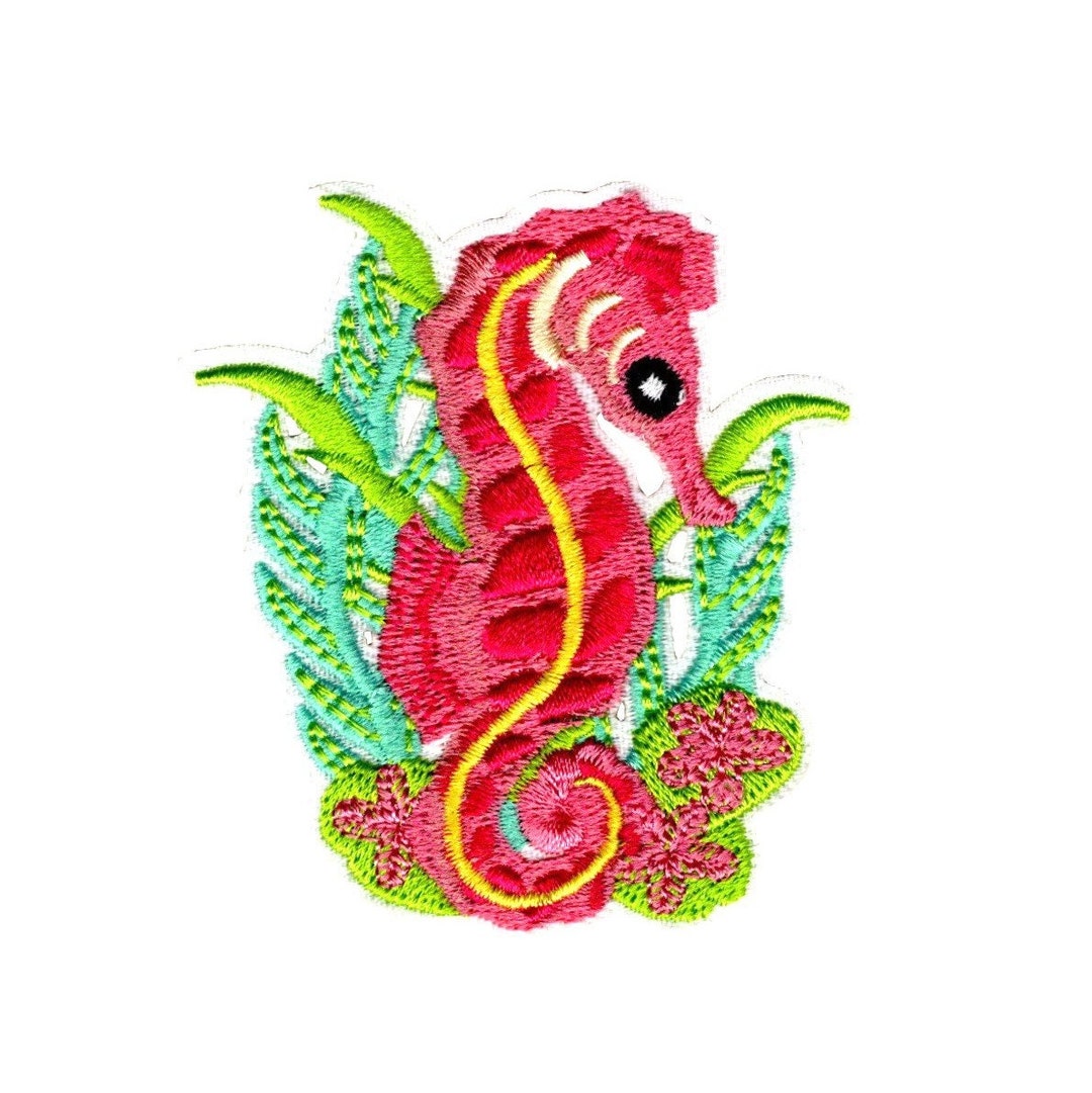 Pink Seahorse Sea Creature Marine Life Embroidered Iron on Sew on ...
