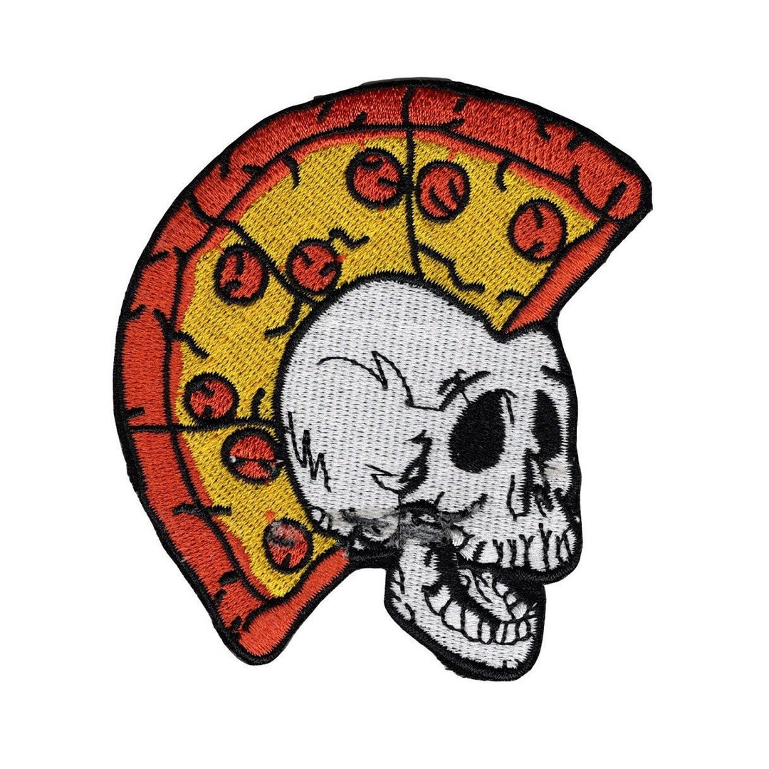 Pizza Mohawk Skull Punk Embroidered Iron on Sew on Applique Patch - Etsy