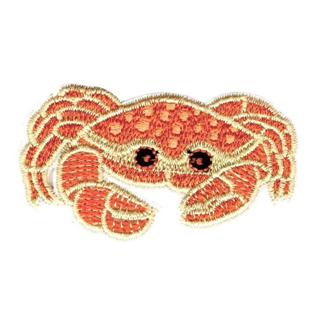 Small Orange Crab Beach Seafood Embroidered Iron on Sew on Applique ...