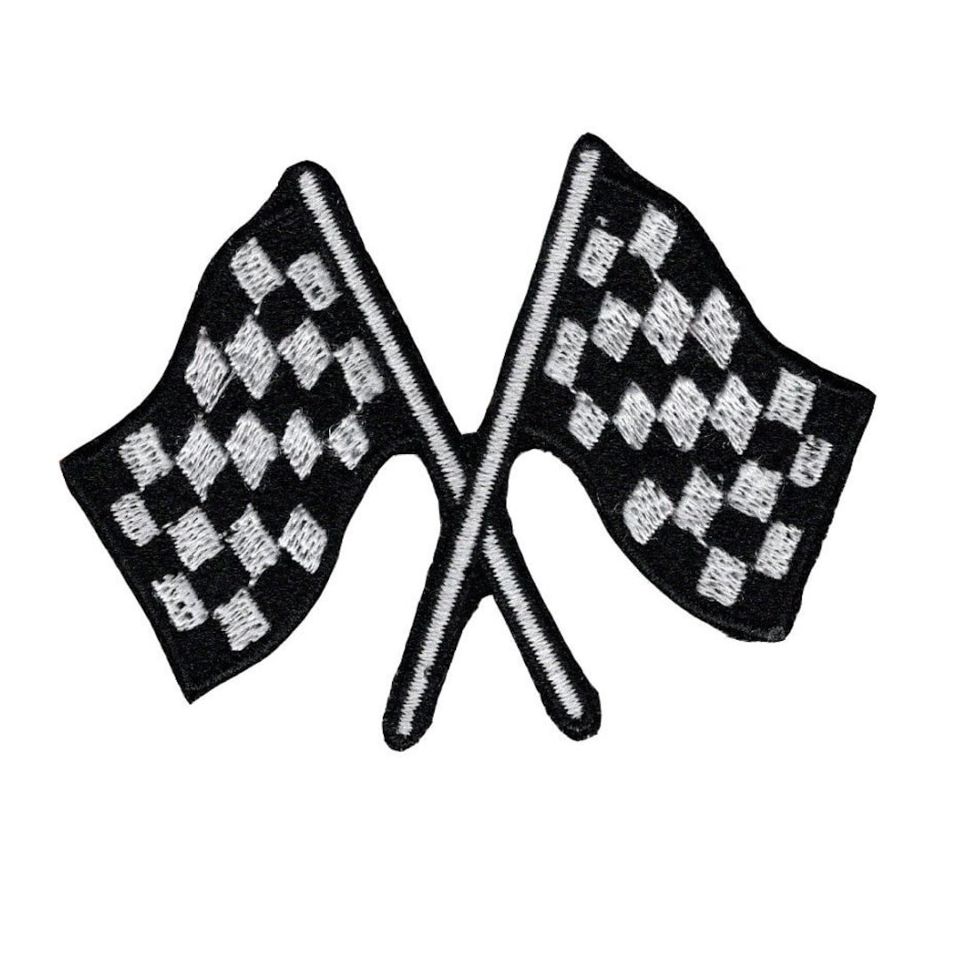 Checkered Black & White Racing Race Flag Embroidered Iron on Sew on ...