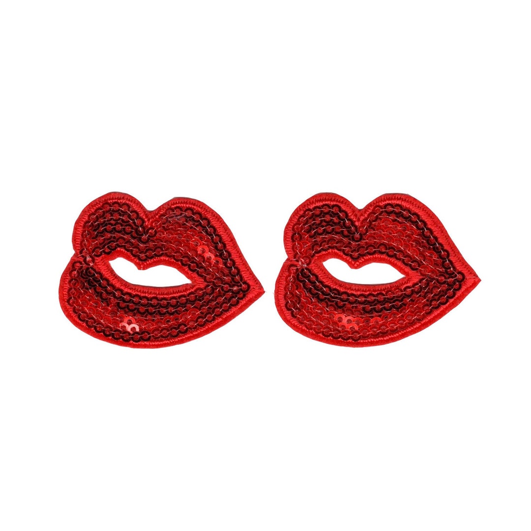 Sequin Red Lips Kiss Iron on Sew on Applique Patch Lot of 2 - Etsy