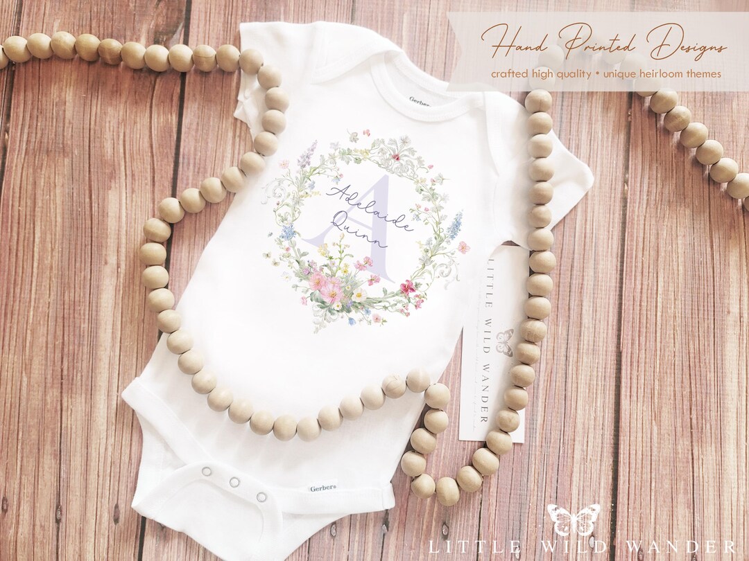 Floral Personalized Baby Onesie ®, Girls Wildflower Shirt, Name Newborn ...