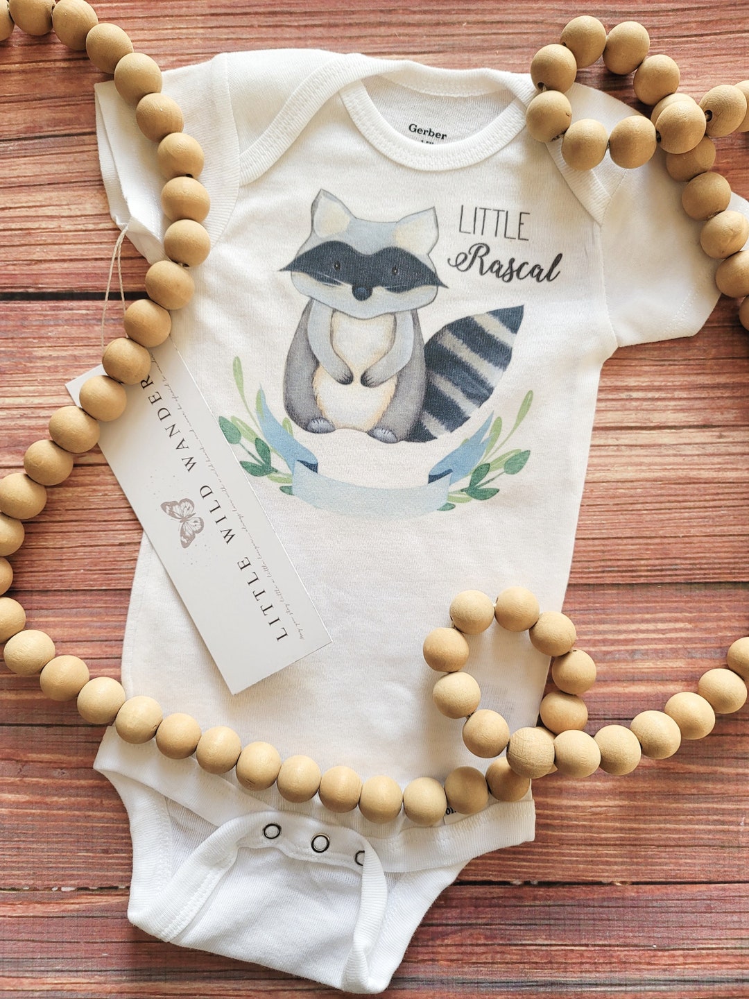 Little Rascal Raccoon Onesie ® or Shirt: Woodland New Baby Gift ...