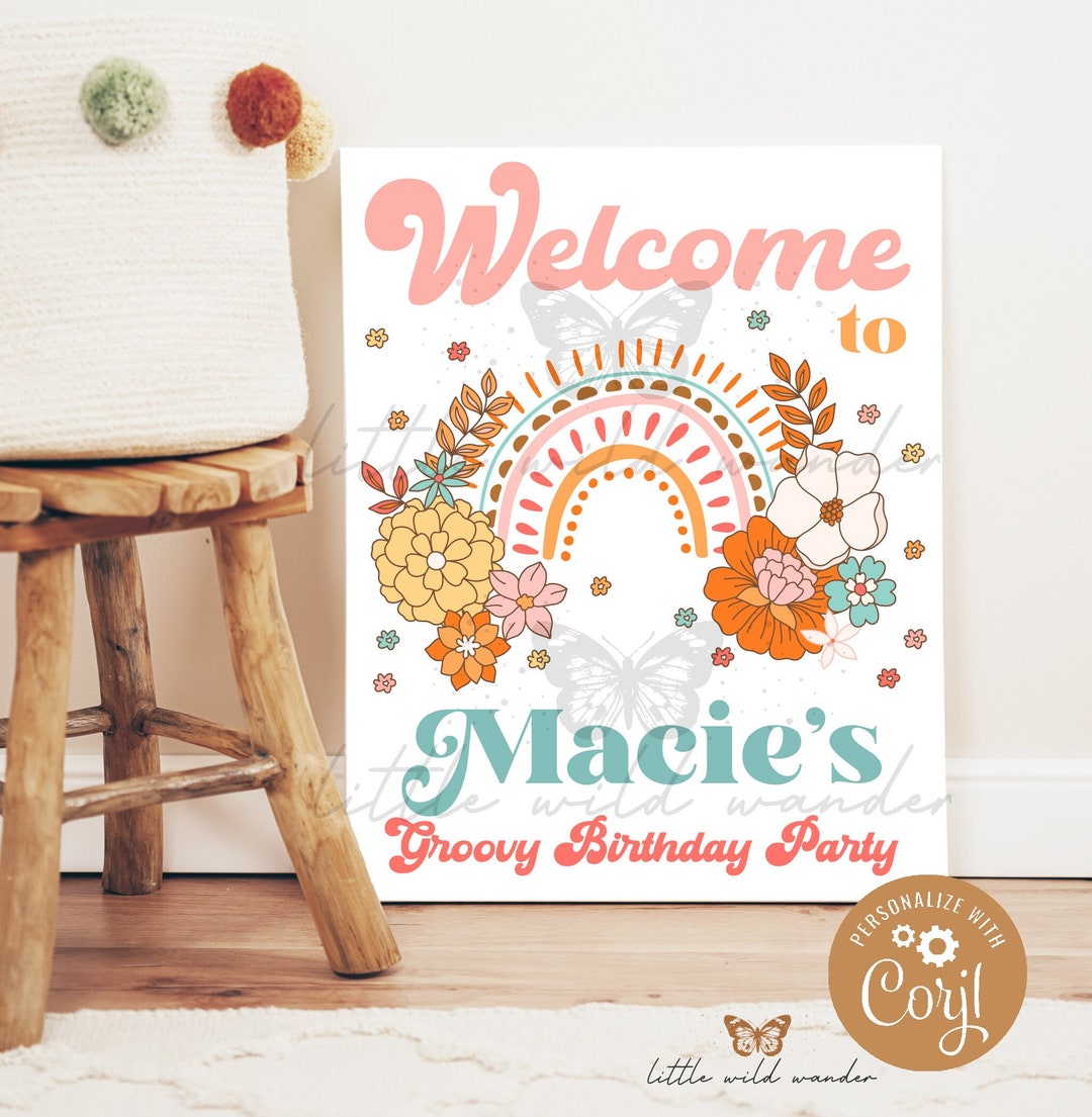 Editable Groovy Birthday Party Welcome Sign Template, 16x20 INSTANT ...