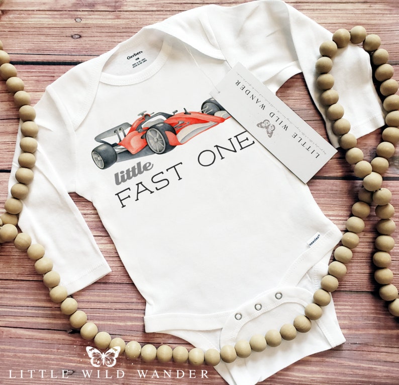 Fast One Race Car Baby Onesie ®, Racing Birthday Party Tee Shirt ...
