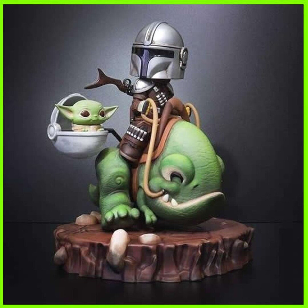 Mando and Child 3d Cartoon Statue - Etsy
