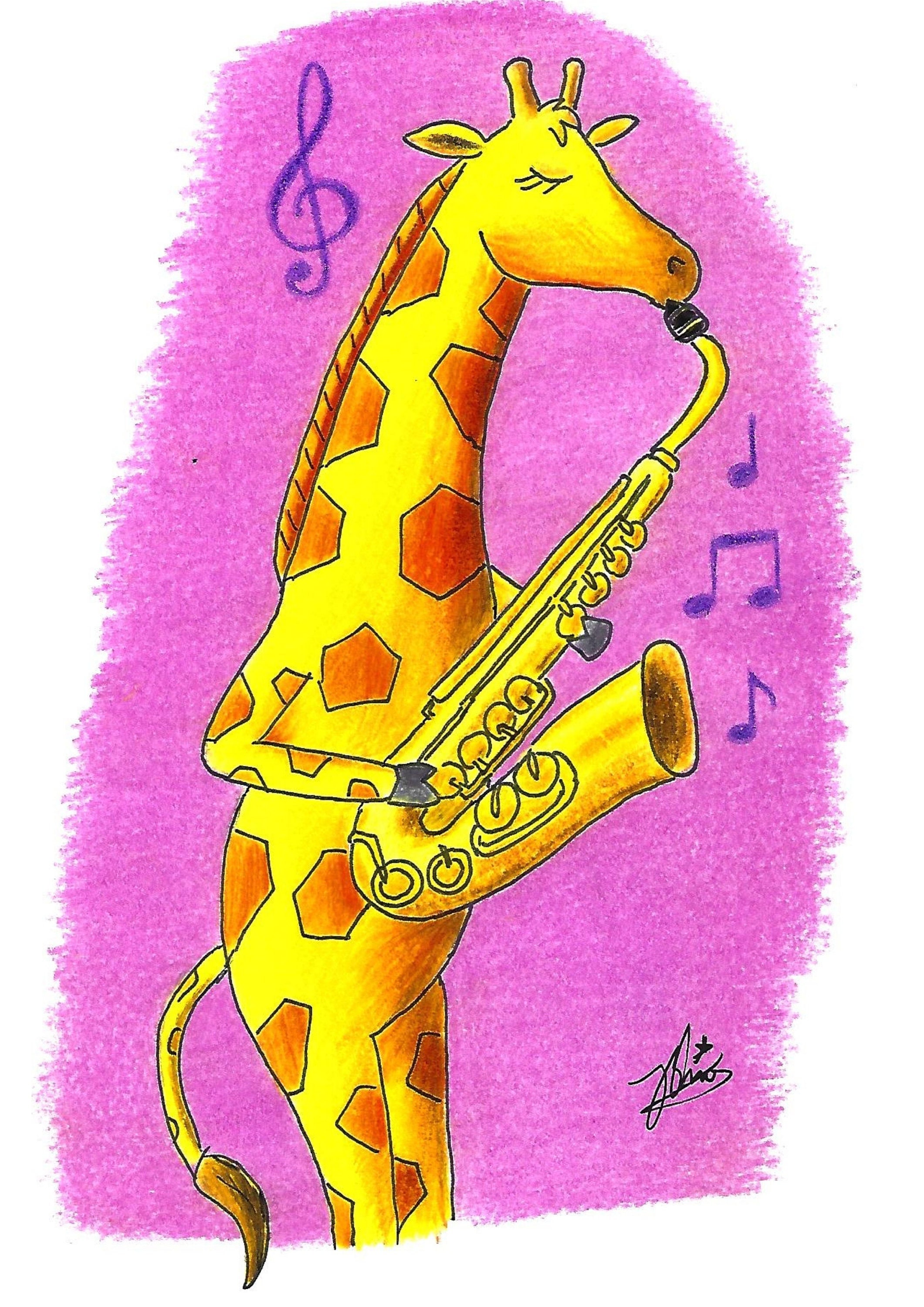 Giraffe Saxophonist Art Print, Instant Download Printable Art - Etsy