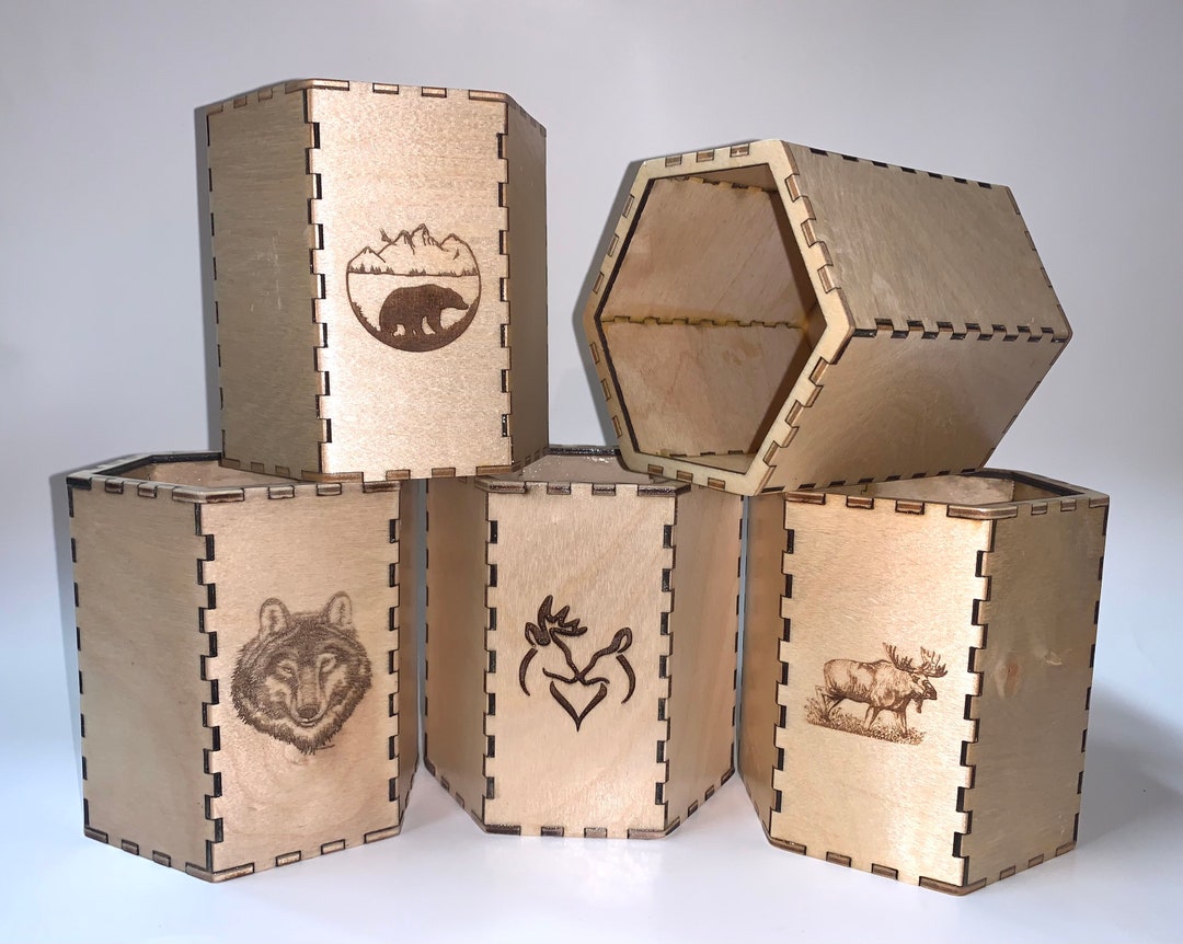 Six Sided, Hexagon, Pencil Holder, Office and Personal Organizer Wooden ...