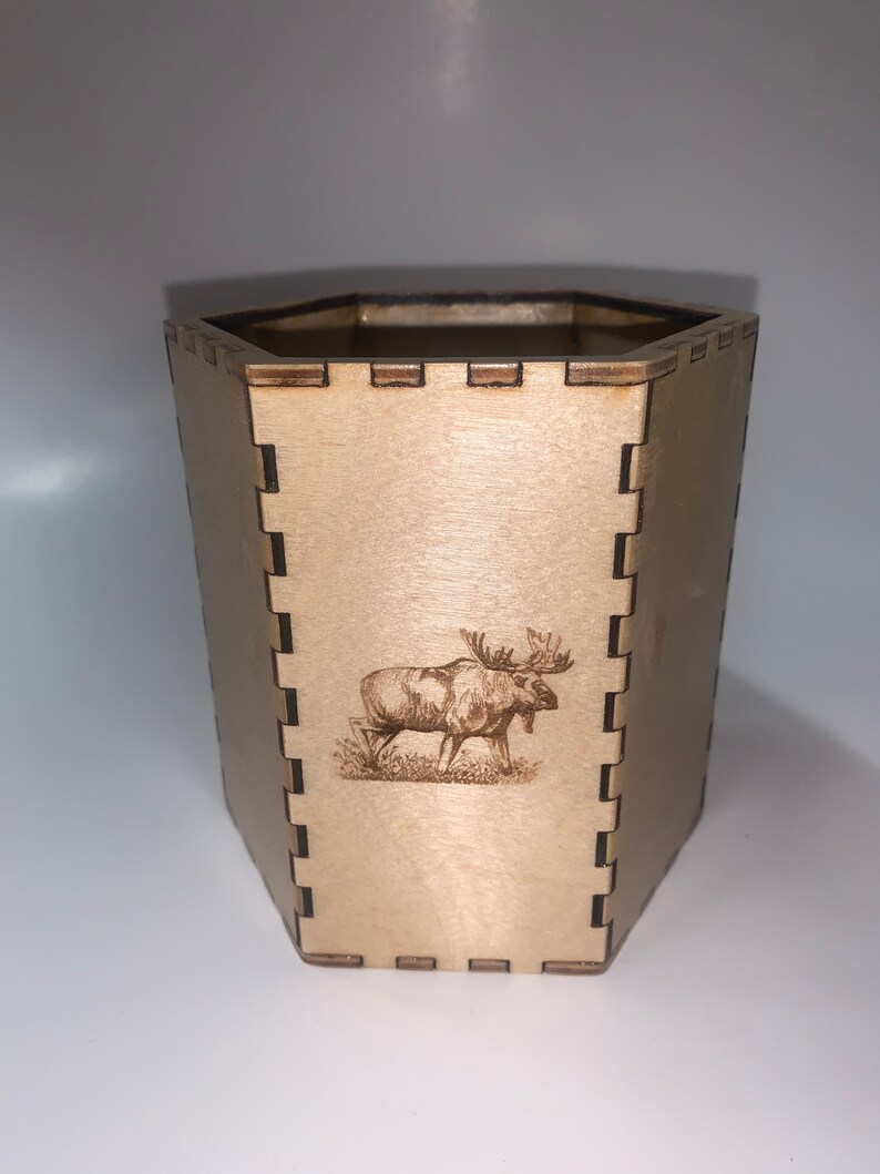 Six Sided, Hexagon, Pencil Holder, Office and Personal Organizer Wooden ...