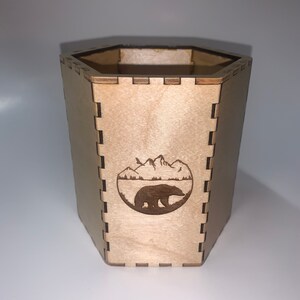 Six Sided, Hexagon, Pencil Holder, Office and Personal Organizer Wooden ...