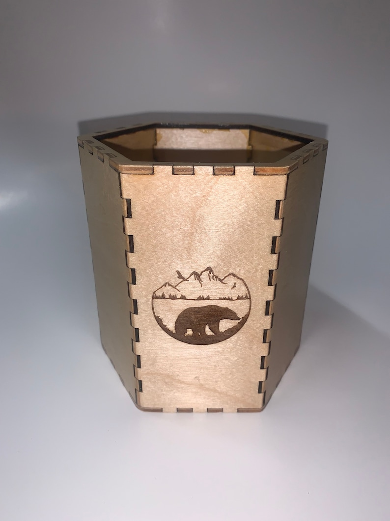 Six Sided, Hexagon, Pencil Holder, Office and Personal Organizer Wooden ...