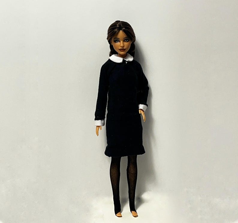 Jenna Ortega Wednesday Addams Barbie Doll Repaint - Etsy