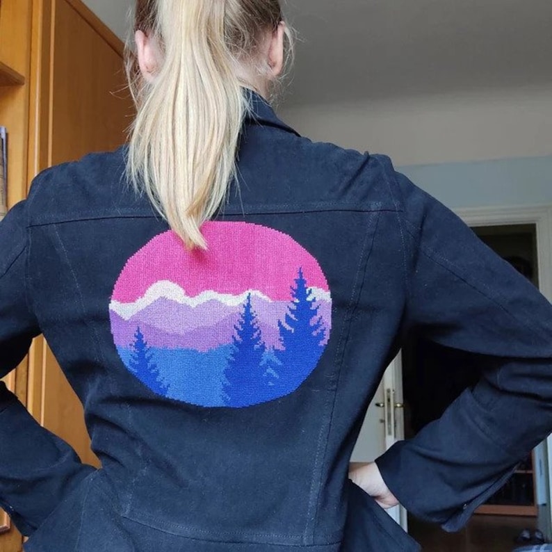 Subtle Bi Pride Landscape Cross Stitch Pattern PDF - Etsy