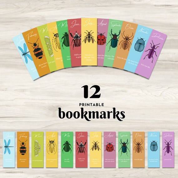 Printable Bookmarks Set of 12 12 Months Quotes Digital | Etsy