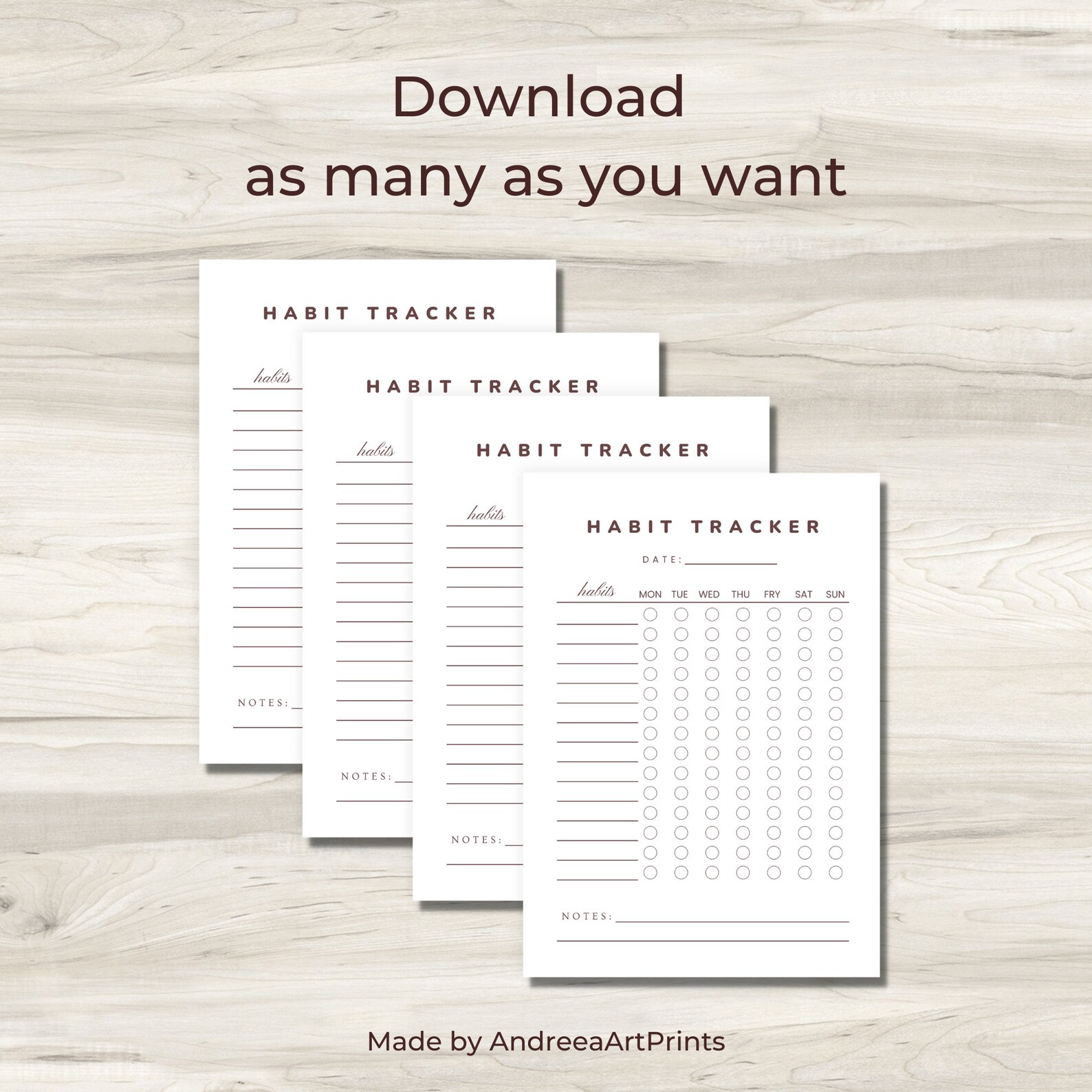 Weekly Habit Tracker Printable Portrait, Habit Tracker Template ...