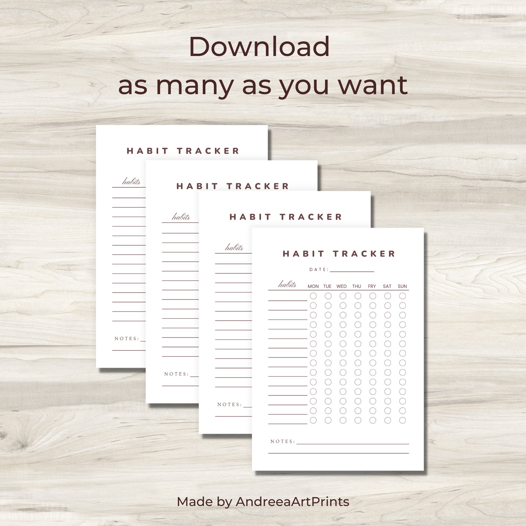 Weekly Habit Tracker Printable Portrait, Habit Tracker Template ...