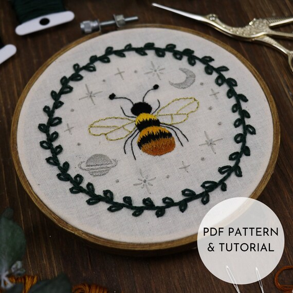 Celestial Bee Embroidery PDF Pattern & Tutorial | Etsy