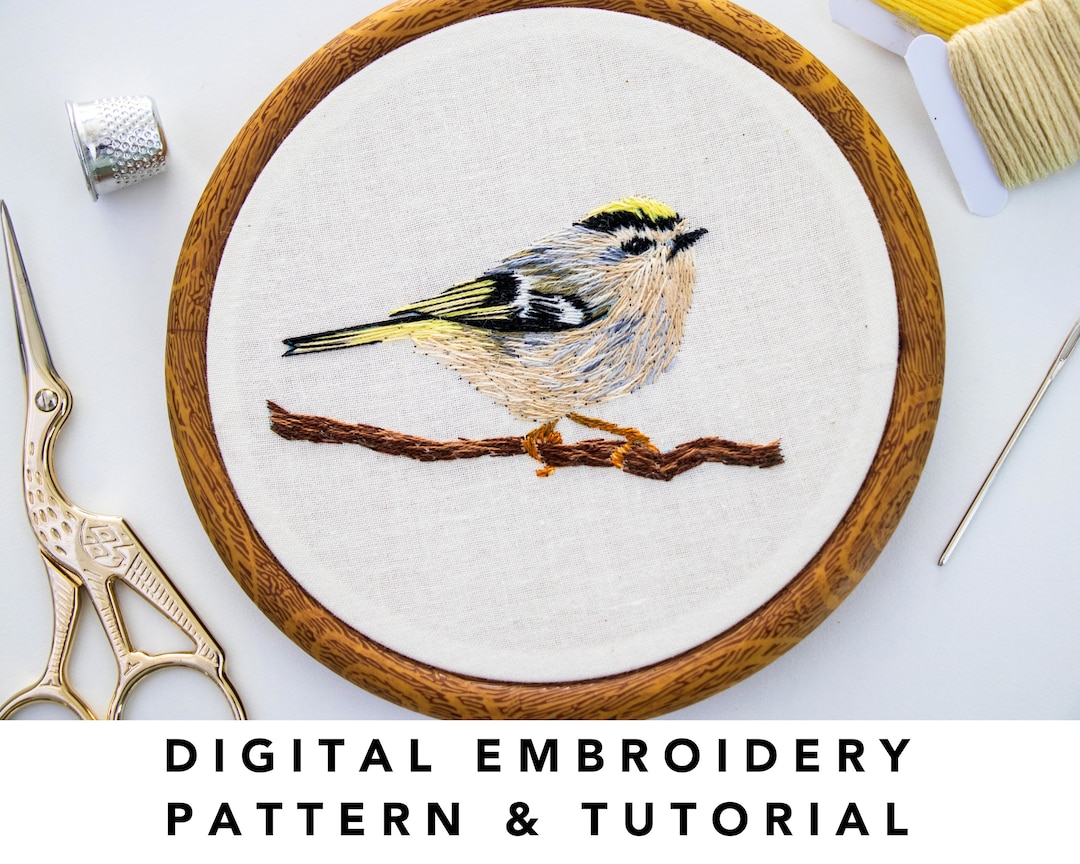 Golden Crowned Kinglet Bird Nature Embroidery Thread Painting PDF ...