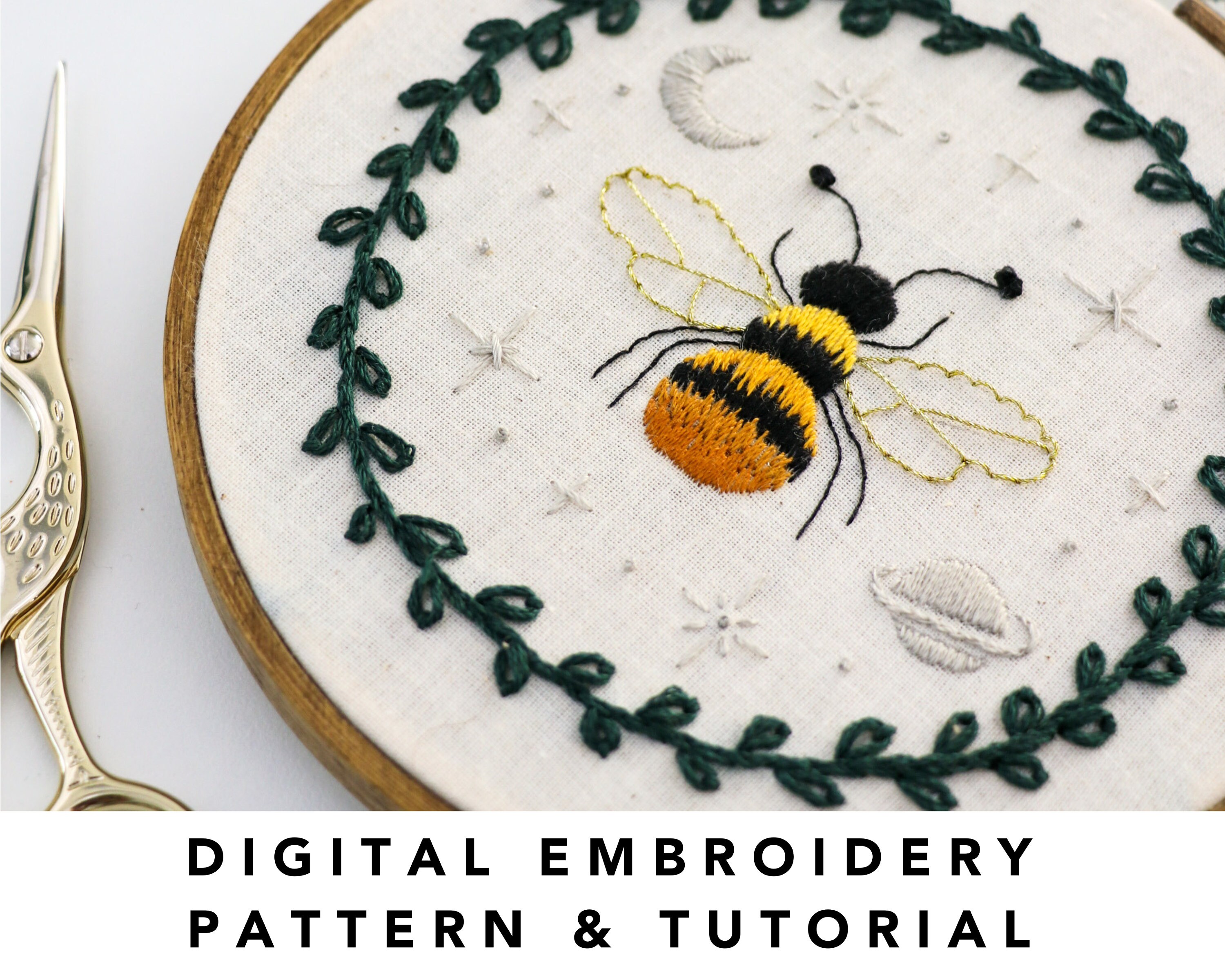 Celestial Bee Embroidery PDF Pattern & Tutorial - Etsy